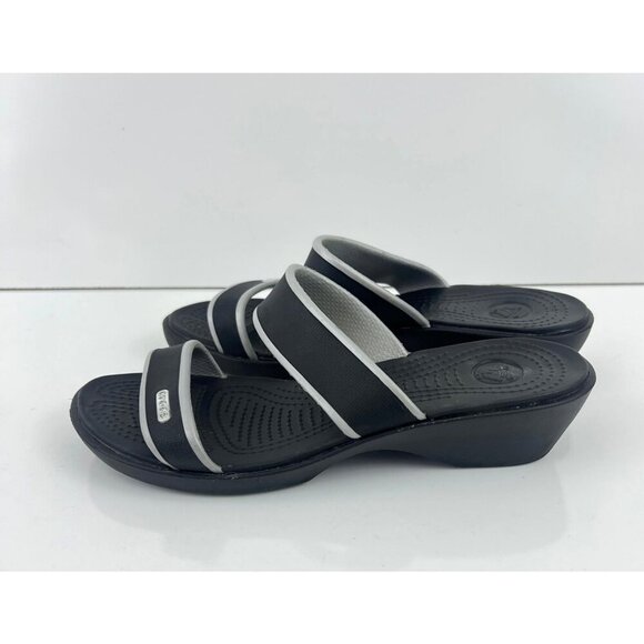 CROCS | Shoes | Crocs Madeira Sandals Womens 7 Black Double Strap ...